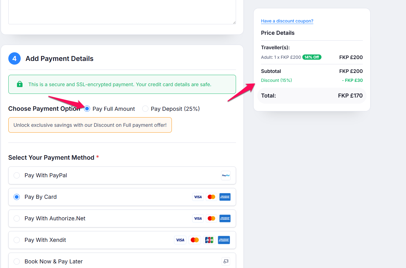 How to enable Discount on Full Payment – docs.tripcart.com